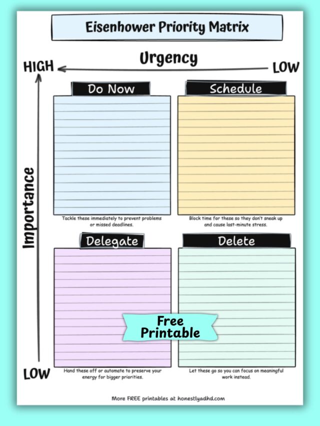 The Best ADHD Priority Matrix + Free Printables - Honestly ADHD