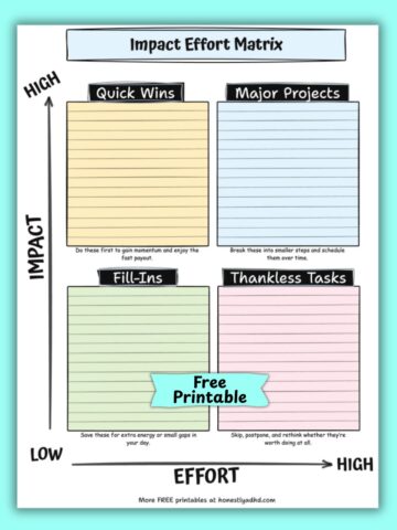 The Best ADHD Priority Matrix + Free Printables - Honestly ADHD
