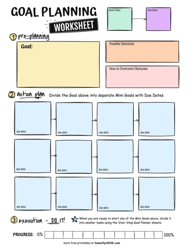 Free ADHD Goal-Setting Worksheets: Easily Break Down Tasks - Honestly ADHD