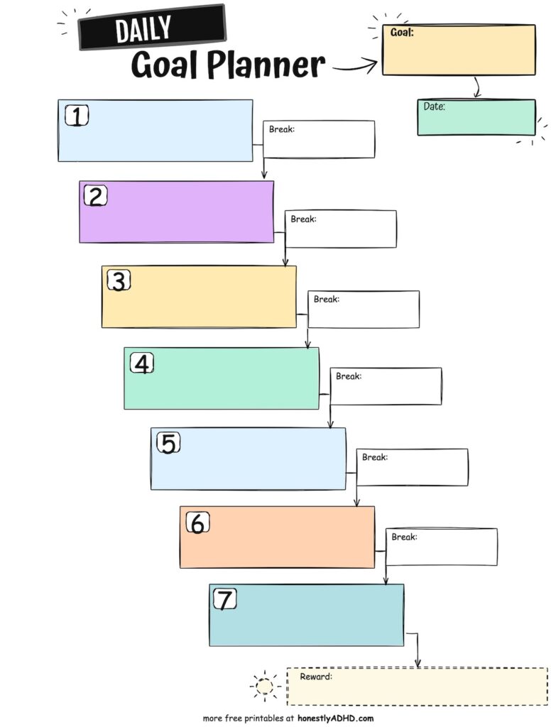 Free ADHD Goal-Setting Worksheets: Easily Break Down Tasks - Honestly ADHD