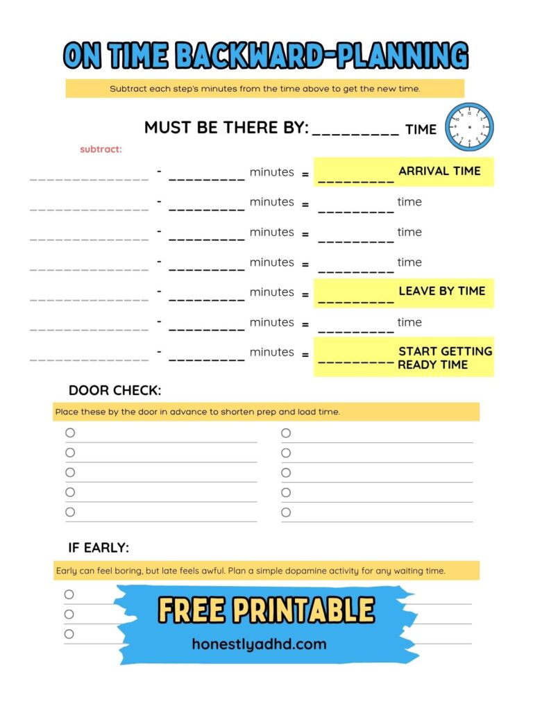 How to Be on Time with ADHD (Free Backward Planning PDF) - Honestly ADHD